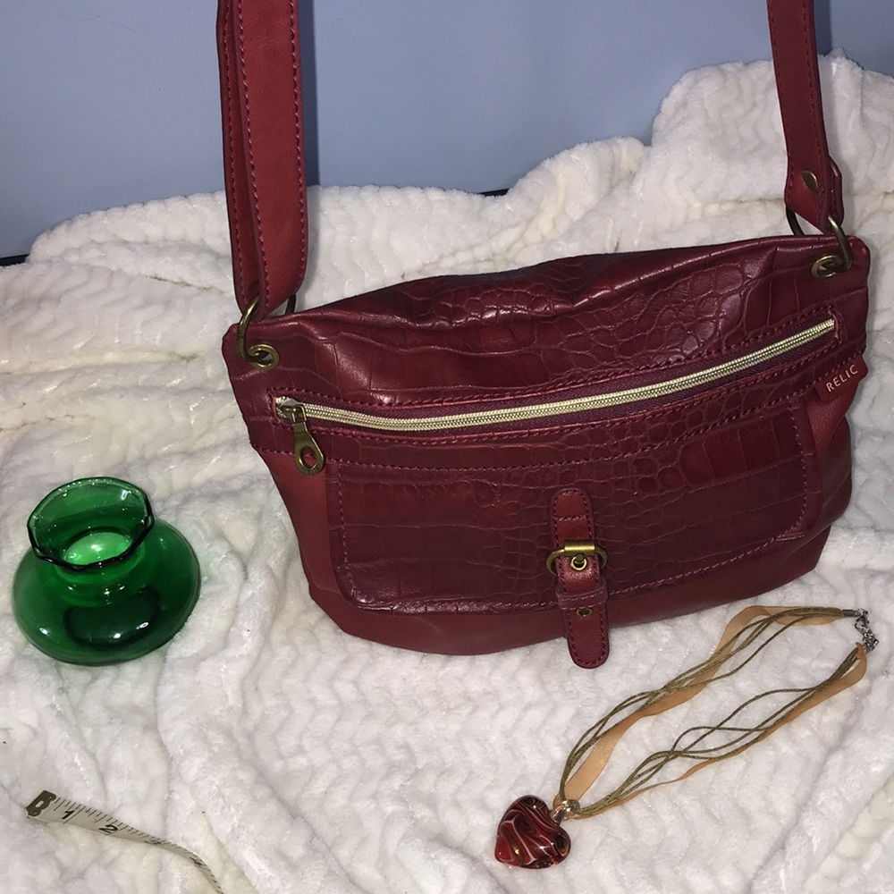 Relic Burgundy Crossbody Purse Faux Leather - Gem